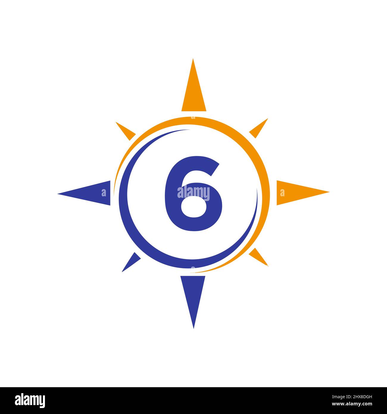 Compass Logo Design On Letter 6 Concept. Letter 6 Compass Adventure ...