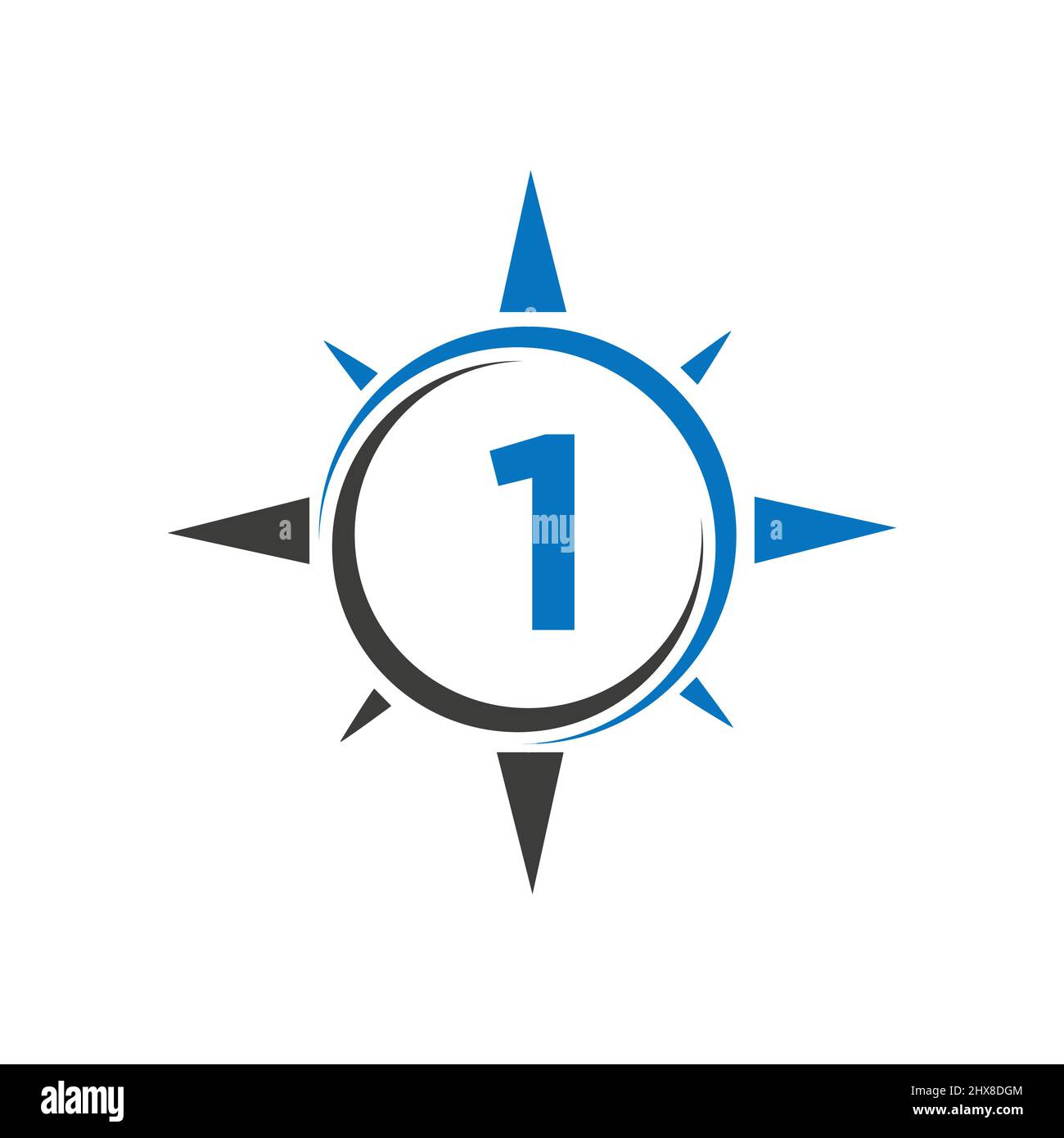 Compass Logo Design On Letter 1 Concept. Letter 1 Compass Adventure ...