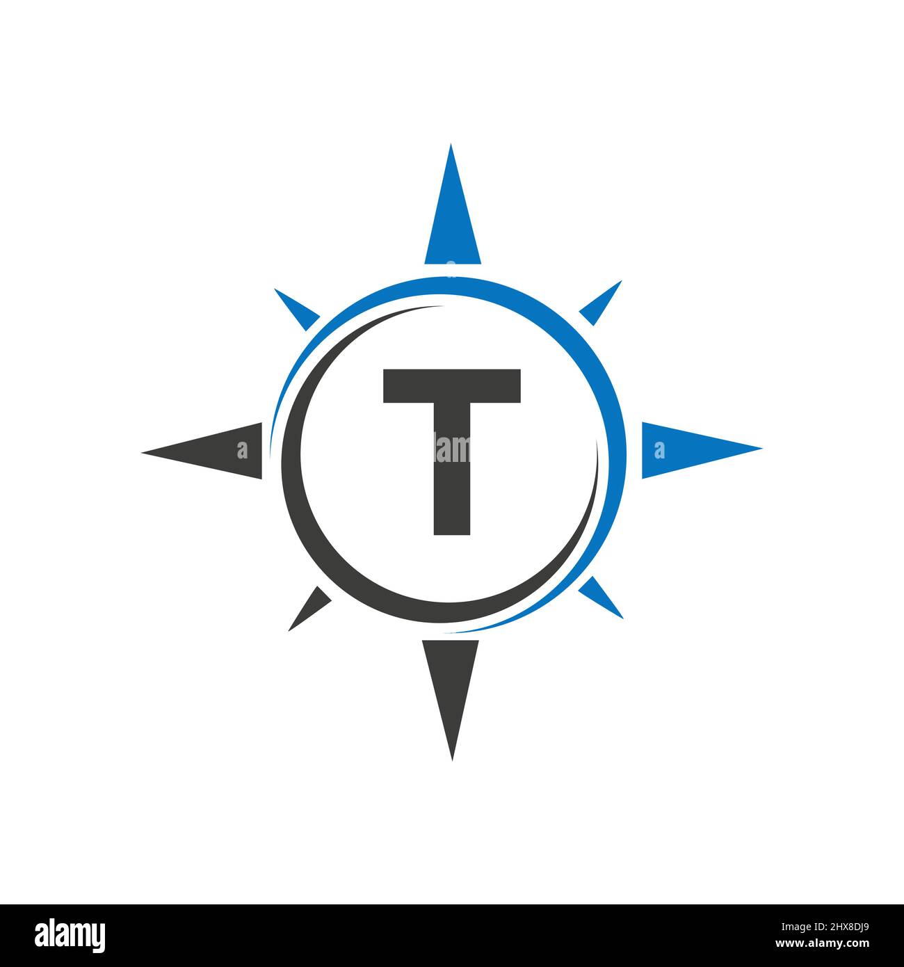 Compass Logo Design On Letter T Concept. Letter T Compass Adventure ...