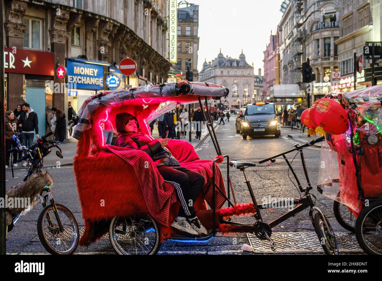 rickshaw sleeping in Soho, London, England, Great Britain Stock Photo ...