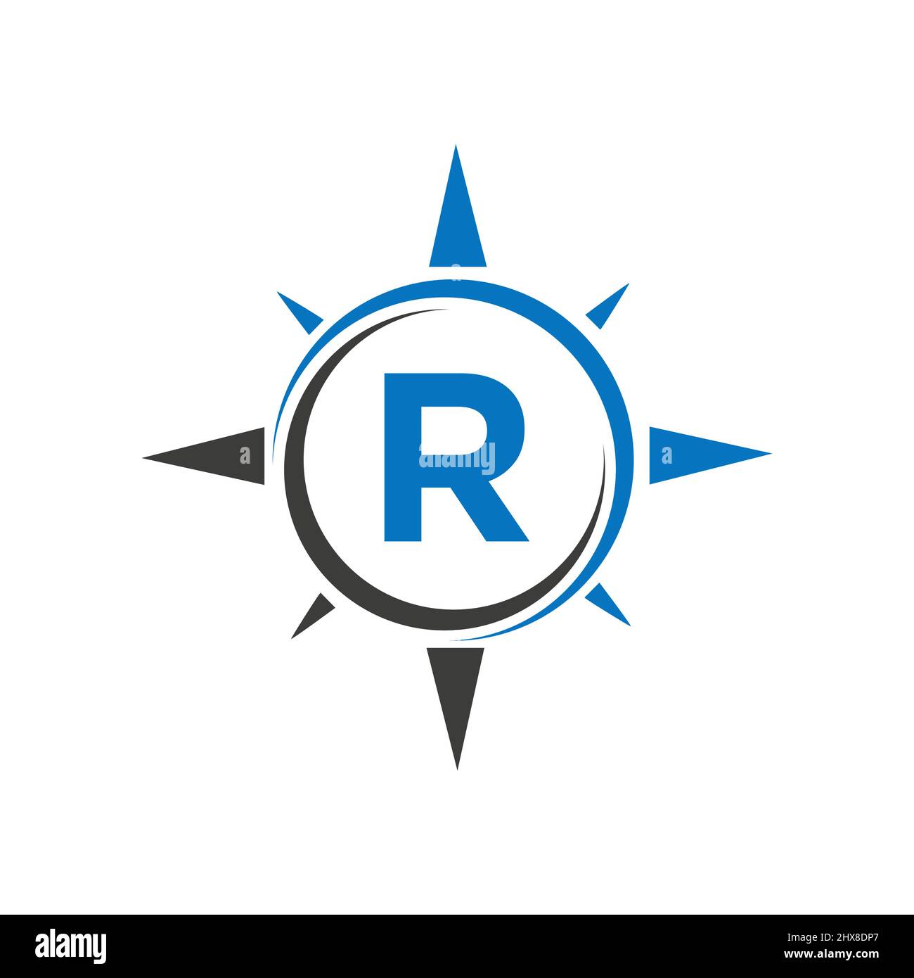 Compass Logo Design On Letter R Concept. Letter R Compass Adventure ...