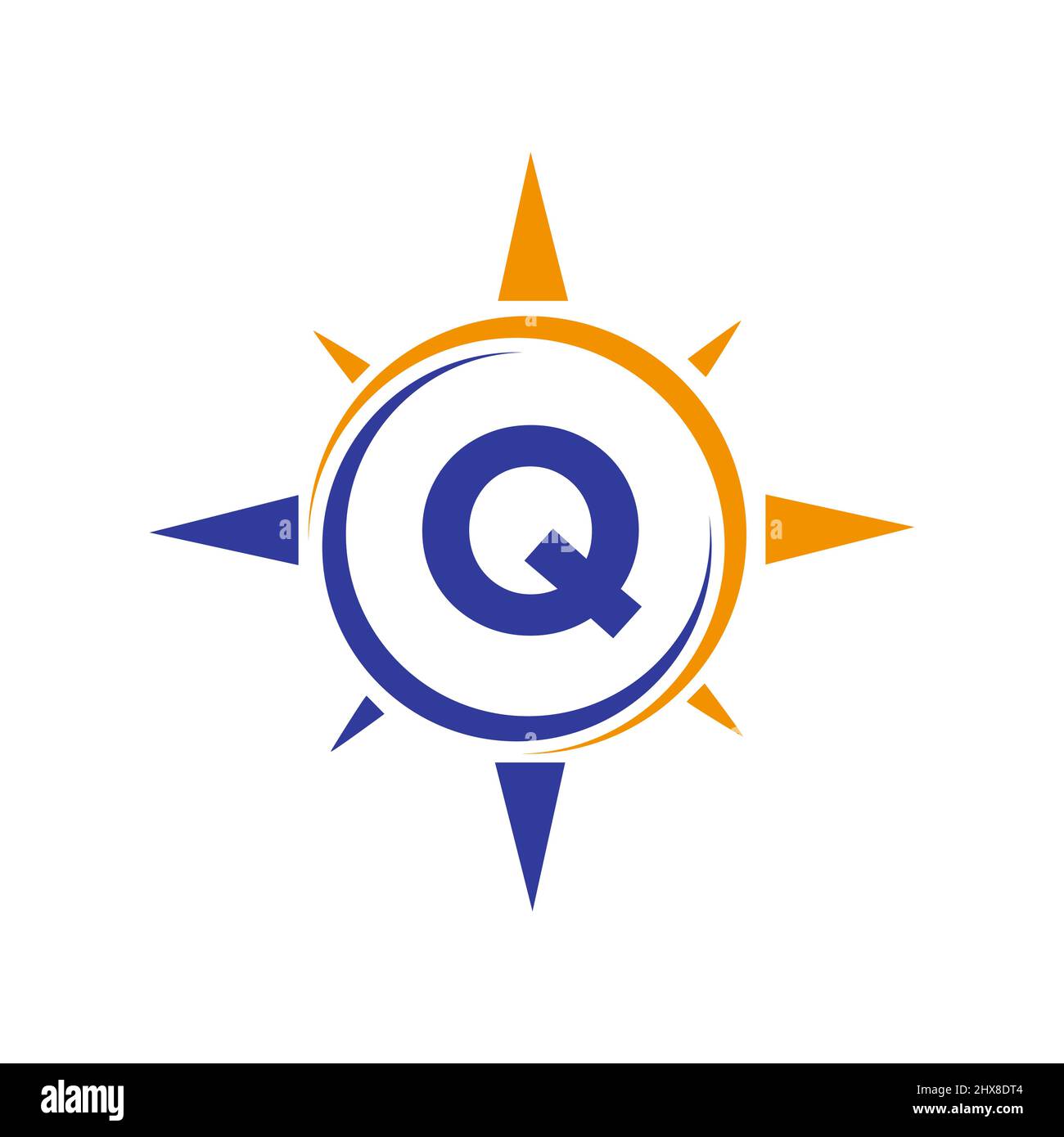 Compass Logo Design On Letter Q Concept. Letter Q Compass Adventure ...
