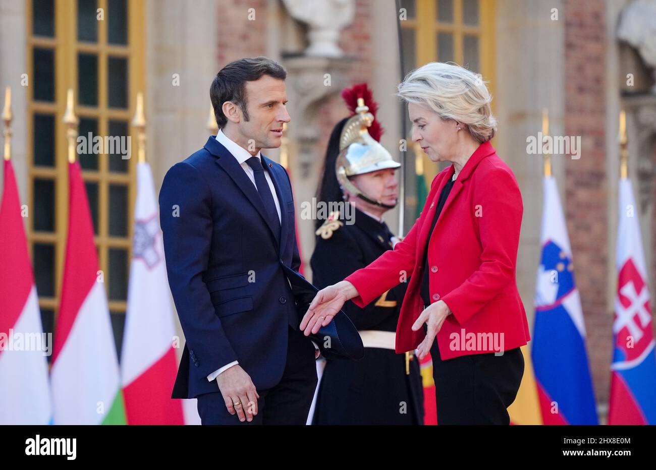 Versailles, France. 10th Mar, 2022. France's President Emmanuel Macron ...