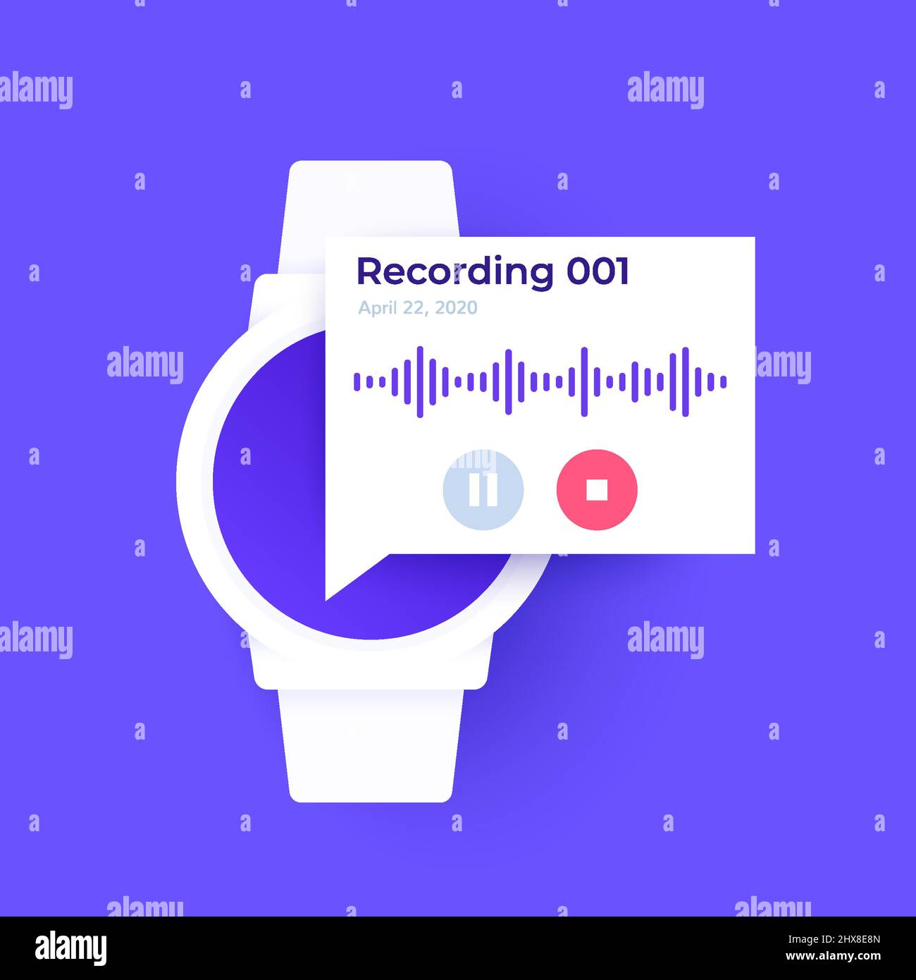 Audio recording in smart watch, vector design Stock Vector Image & Art ...