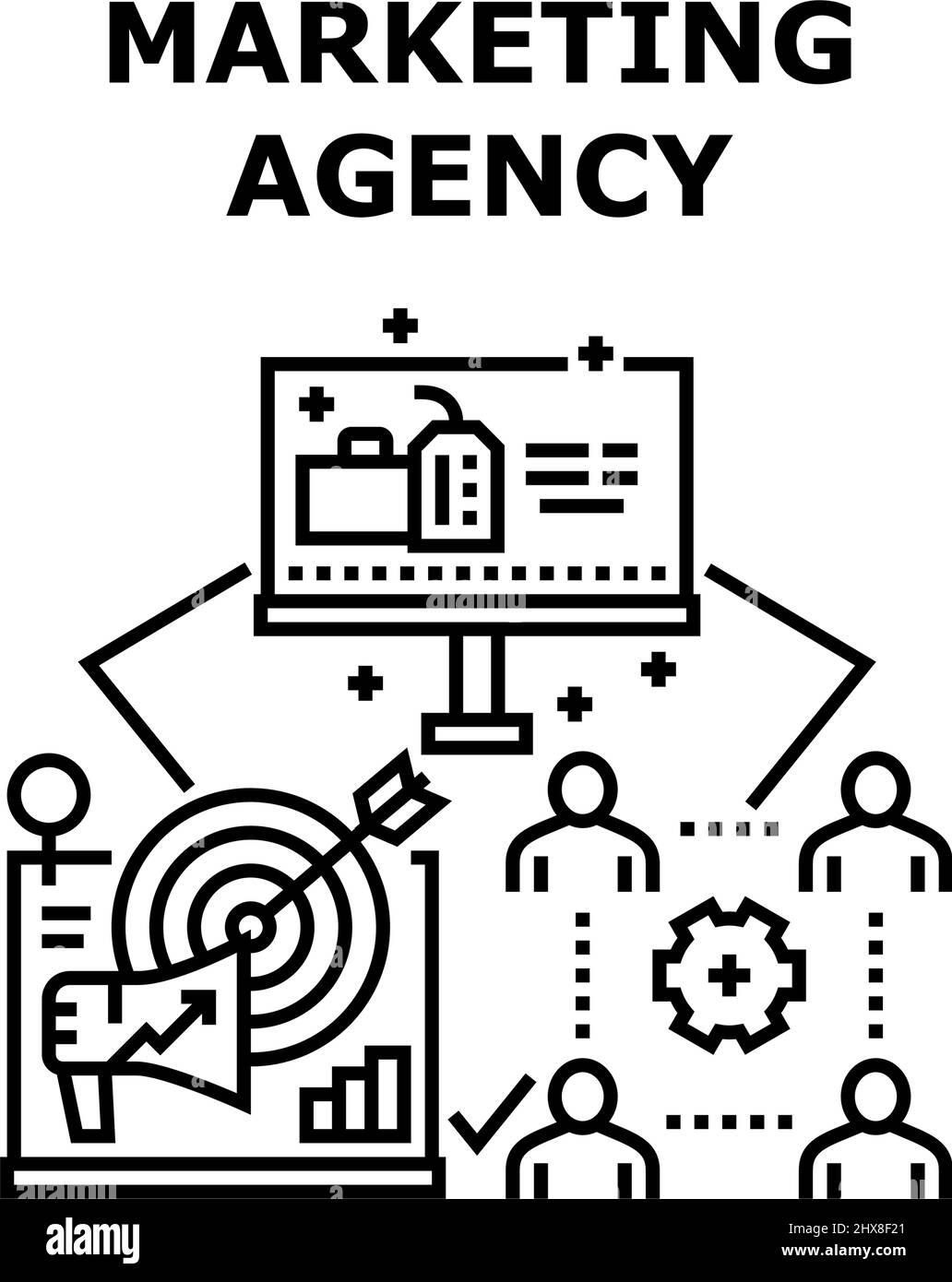 Marketing Agency Vector Concept Black Illustration Stock Vector Image ...
