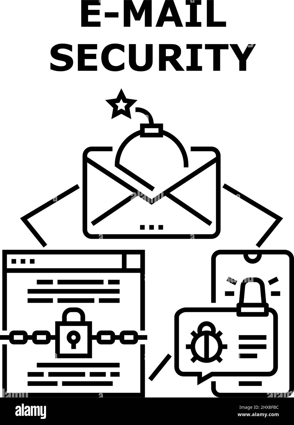 E-mail Security Vector Concept Black Illustration Stock Vector Image ...