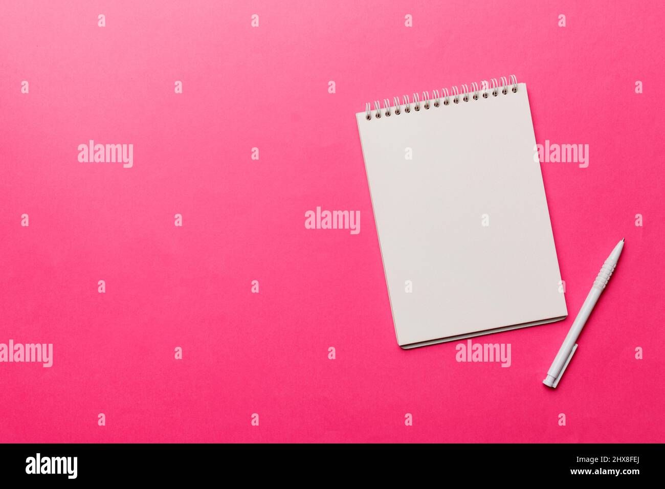Blank notebook with pen on white background. Back to school and ...