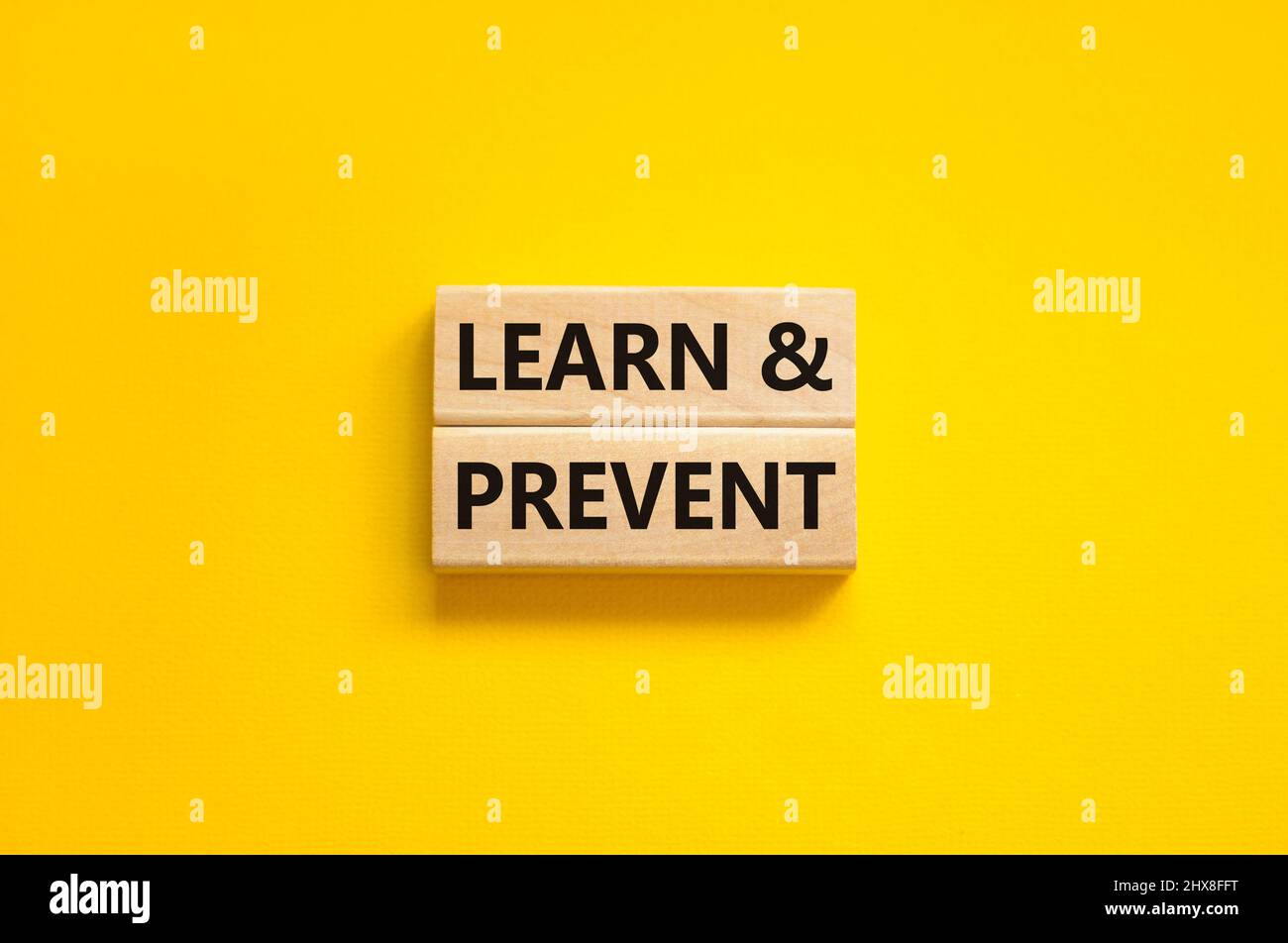 Learn and prevent symbol. Concept words Learn and prevent on wooden ...