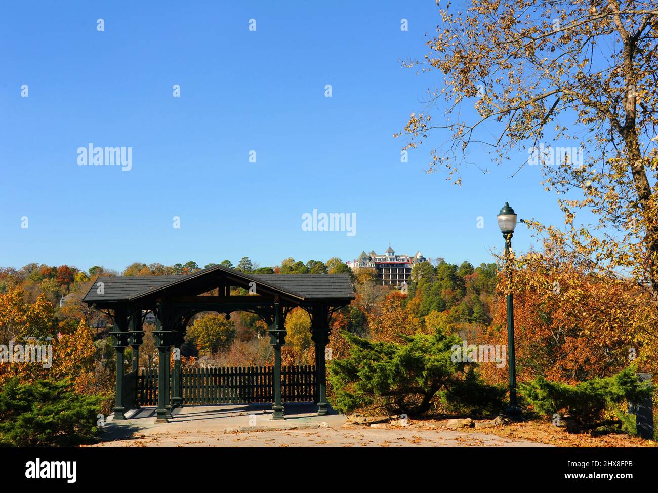 at the East Mountain Overlook, the Crescent Hotel rises above the ...
