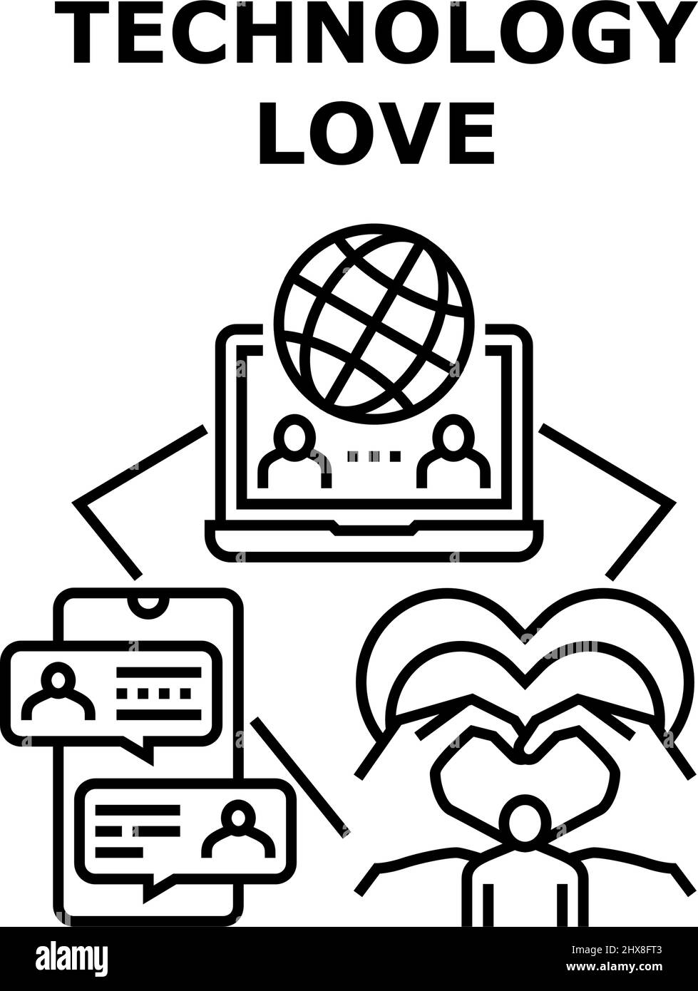 Technology Love Vector Concept Black Illustration Stock Vector Image ...