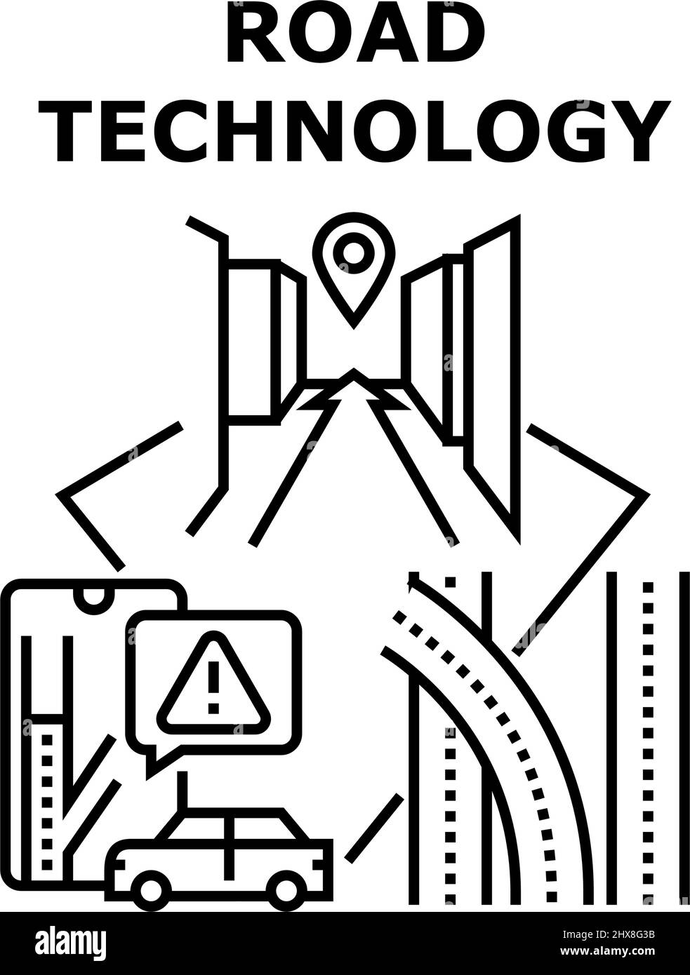 Road Technology Vector Concept Black Illustration Stock Vector Image ...