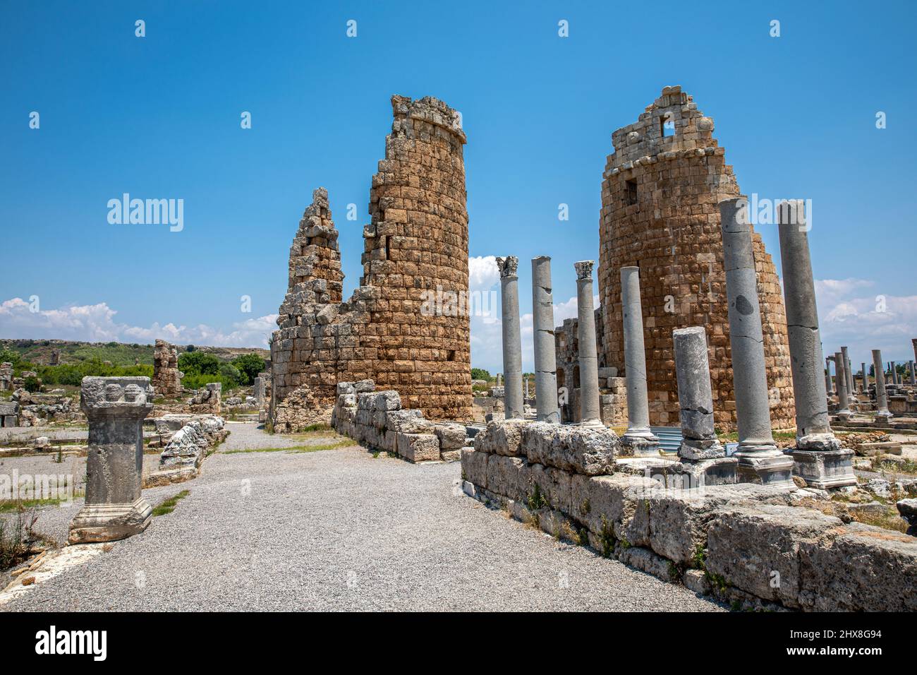 Perge ancient city ruins, Aksu, Antalya, Turkey Stock Photo - Alamy