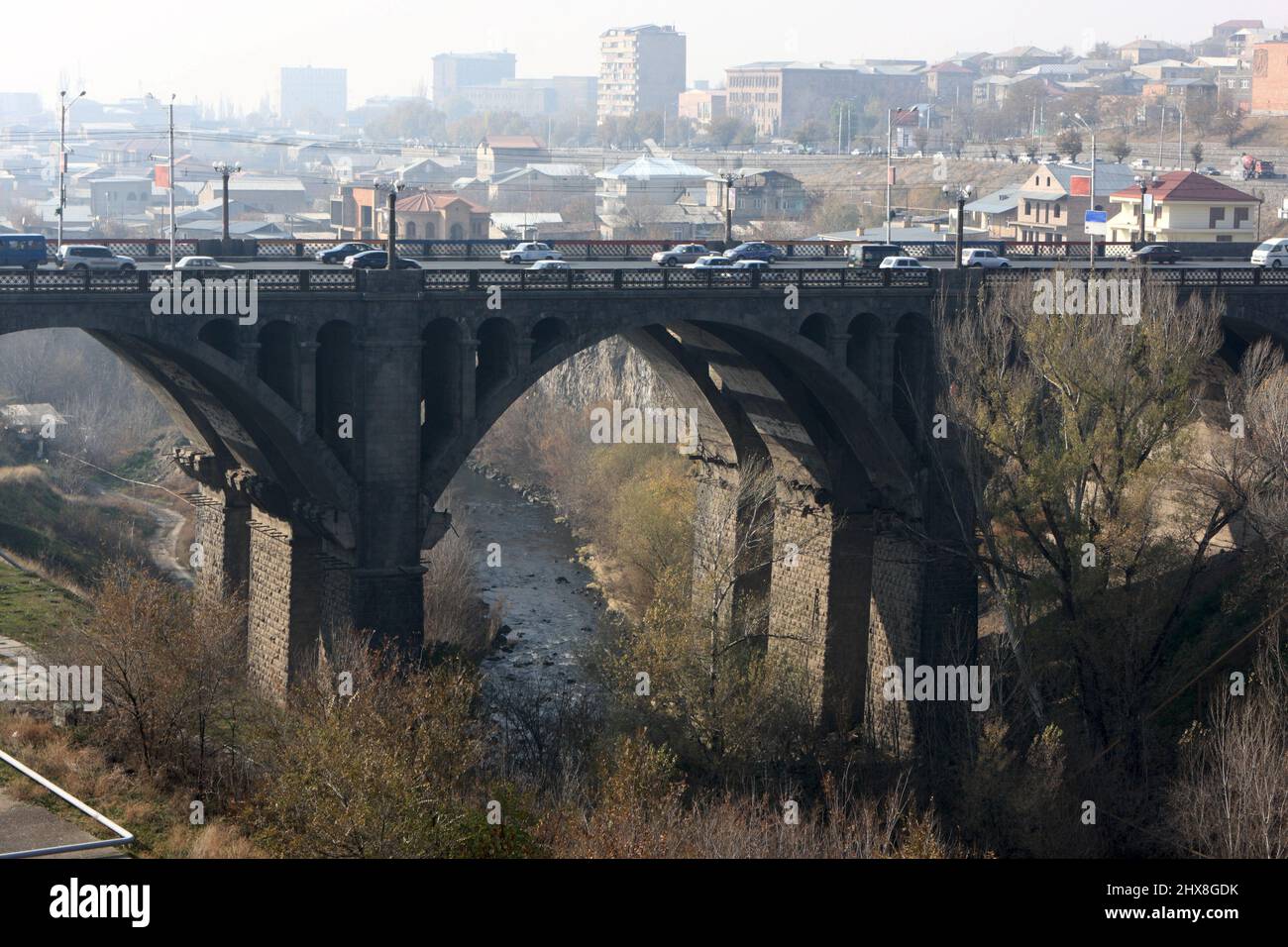 Victory Bridge over the Razdan River in Yerevan, Armenia Stock Photo ...