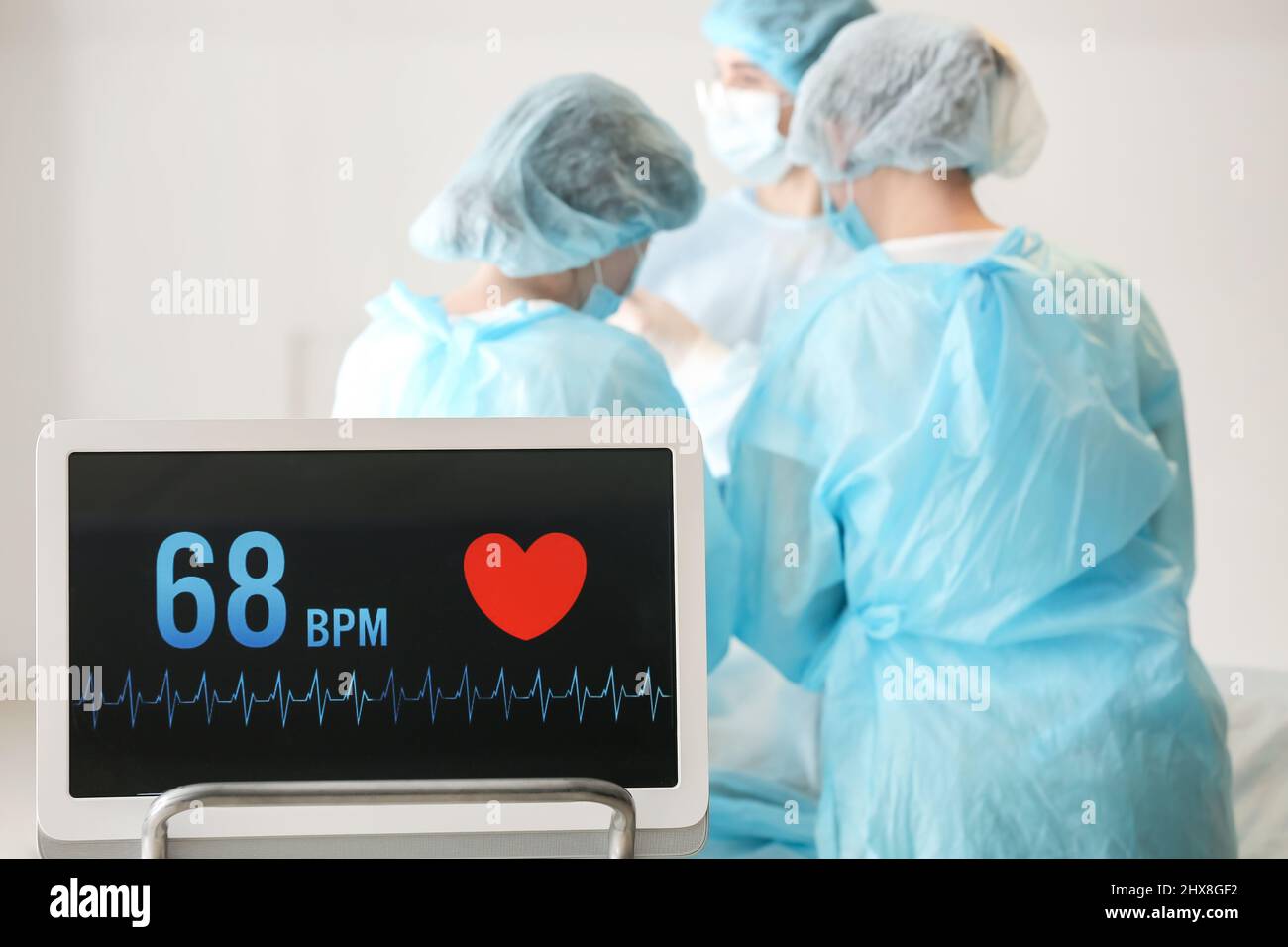 Modern heart rate monitor in operating room Stock Photo - Alamy