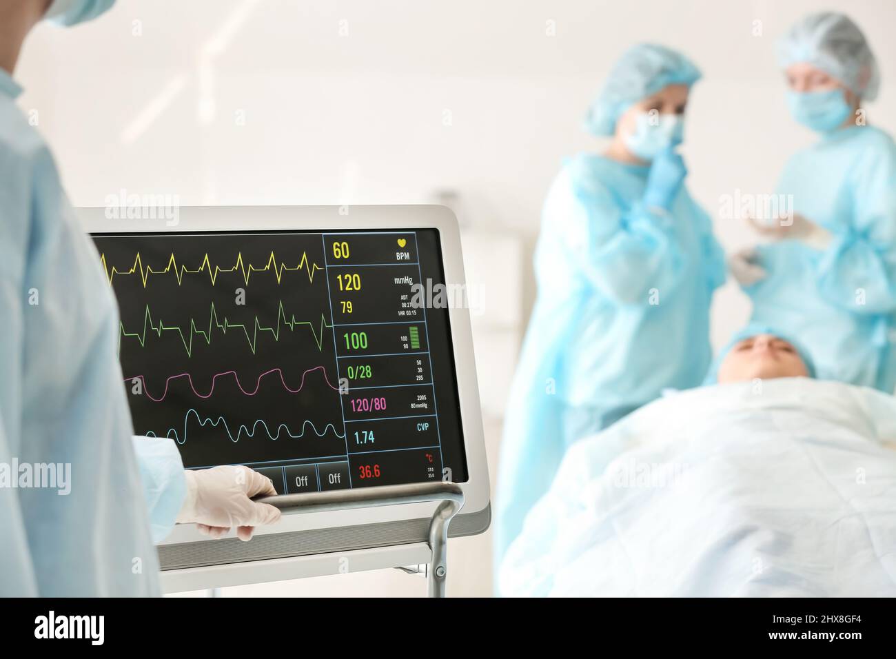 Doctor near modern heart rate monitor in operating room Stock Photo - Alamy