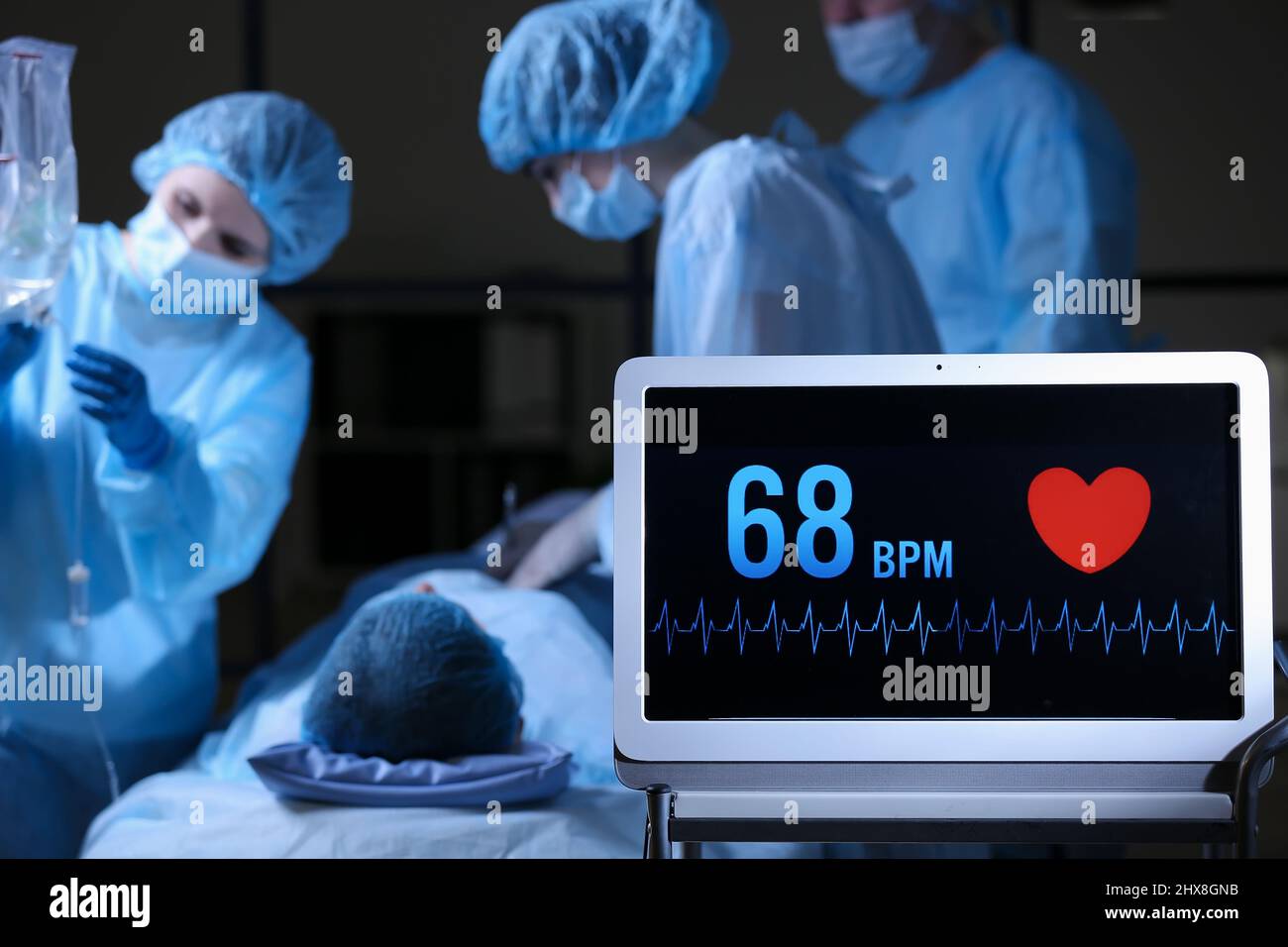 Modern heart rate monitor in operating room Stock Photo - Alamy