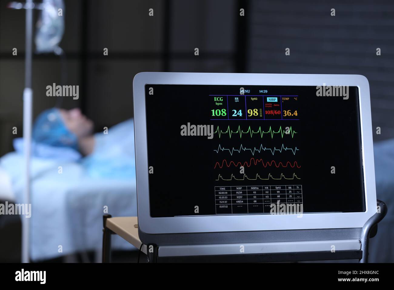 Modern heart rate monitor in operating room Stock Photo - Alamy