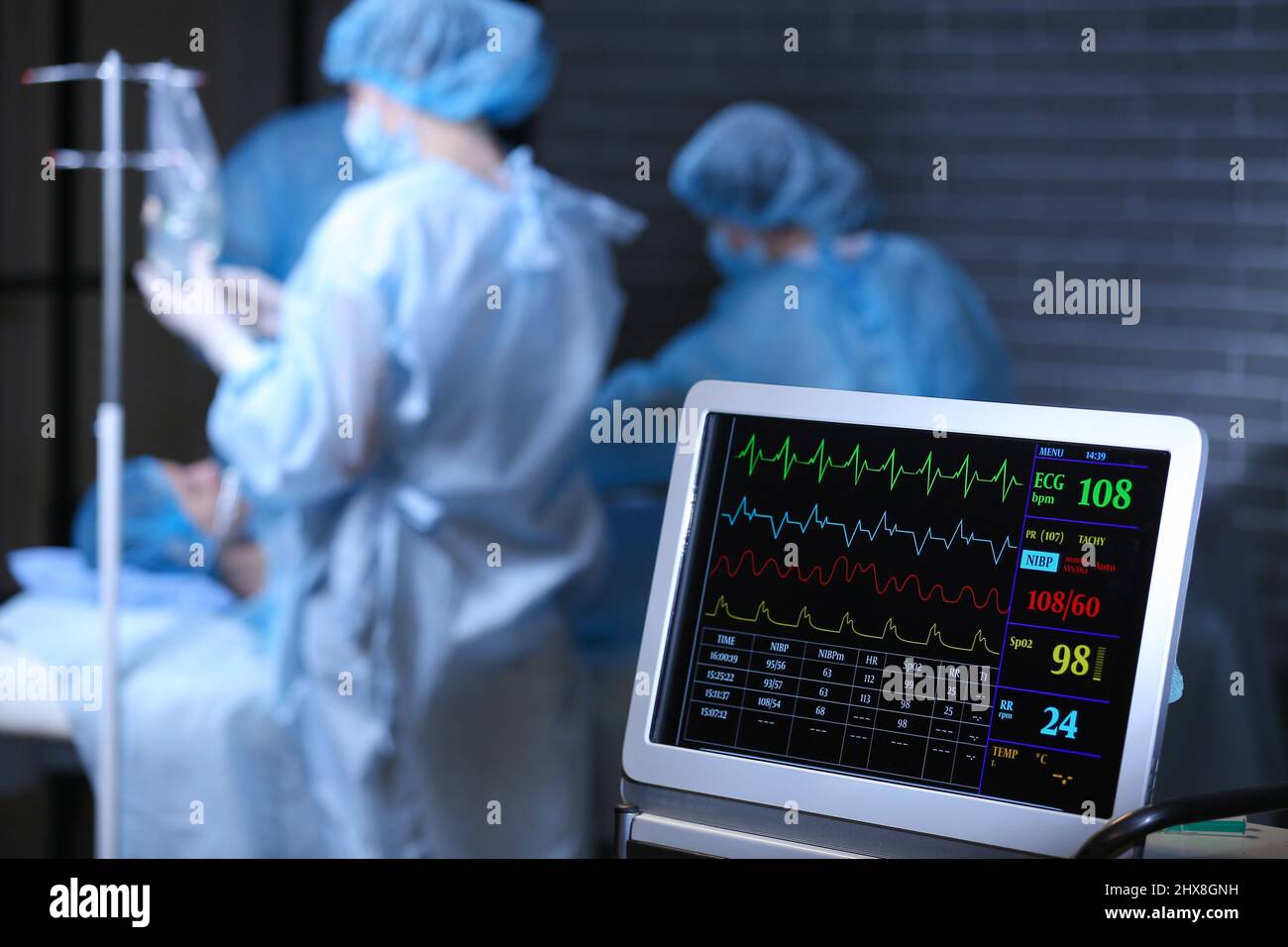 Modern heart rate monitor in operating room Stock Photo - Alamy