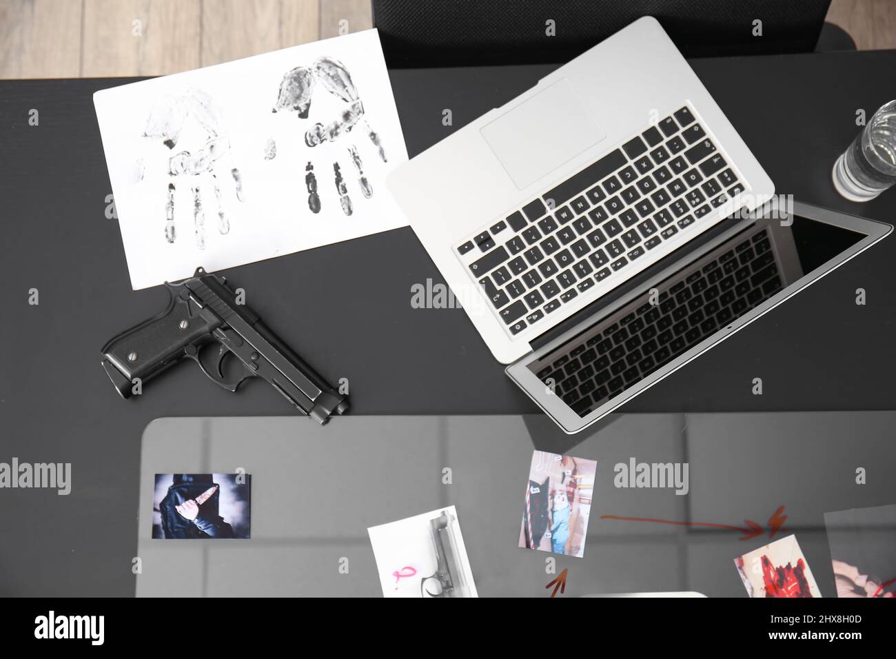 Workplace of FBI agent in office, top view Stock Photo - Alamy