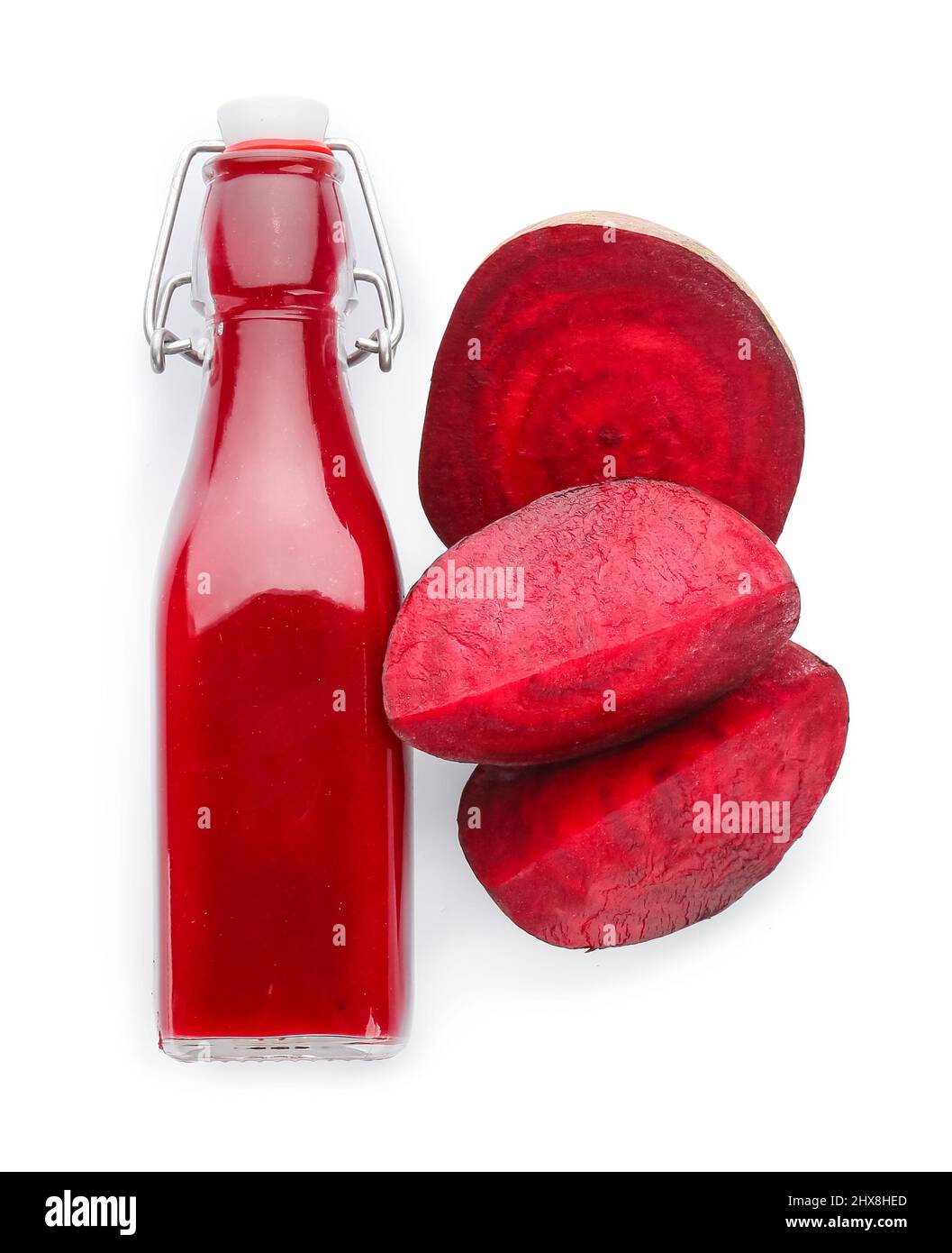 Bottle of healthy beet smoothie on white background Stock Photo - Alamy