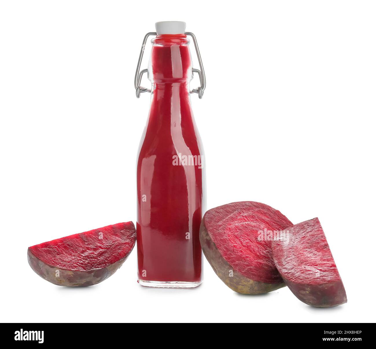 Bottle of healthy beet smoothie on white background Stock Photo - Alamy
