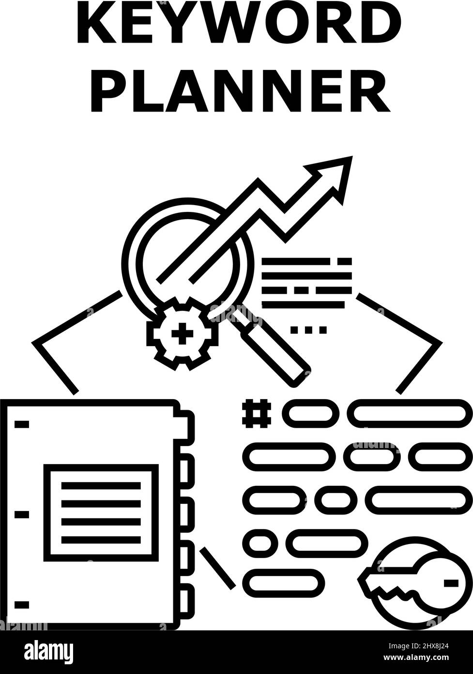 Keyword Planner Vector Concept Black Illustration Stock Vector Image ...