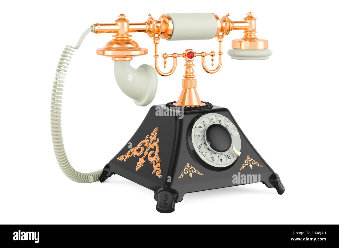 Old Vintage Telephone, 3D rendering isolated on white background Stock ...