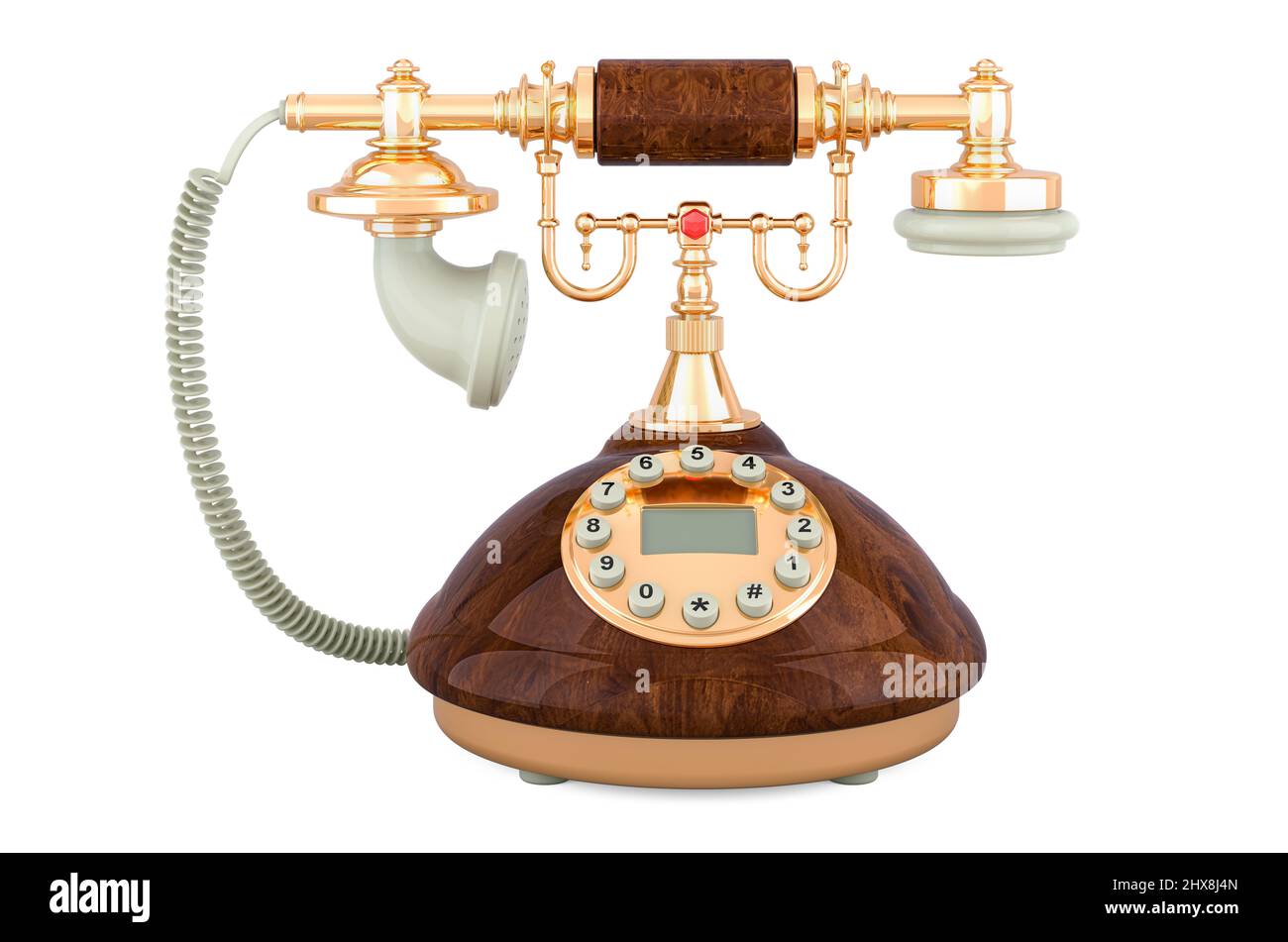 Old-fashioned phone, 3D rendering isolated on white background Stock ...