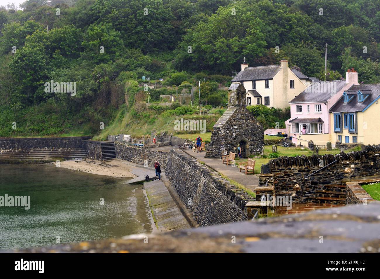 The village of Cwm Yr Eglwys in Pembrokeshire, with the remains of ...