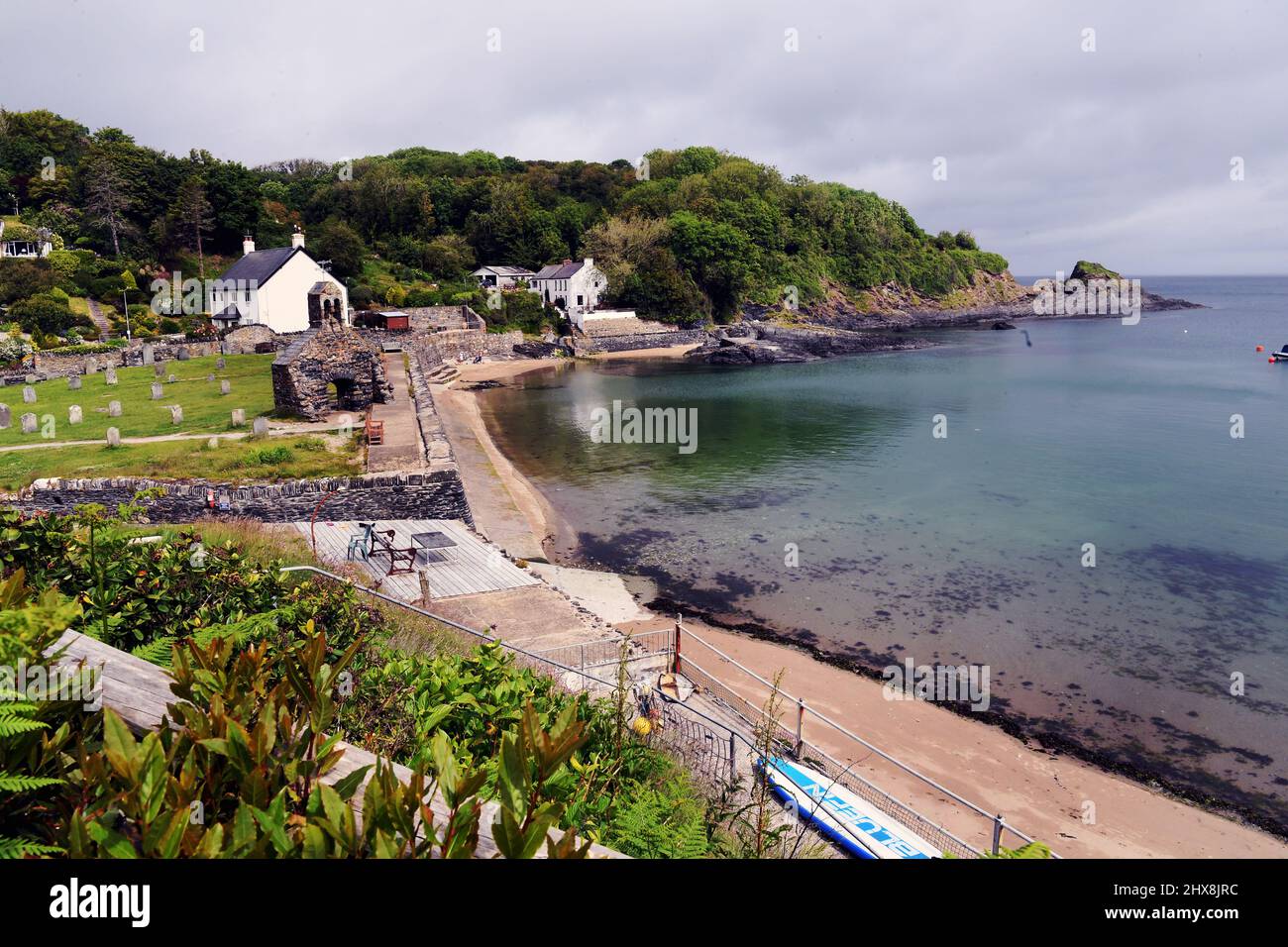 The village of Cwm Yr Eglwys in Pembrokeshire, with the remains of ...