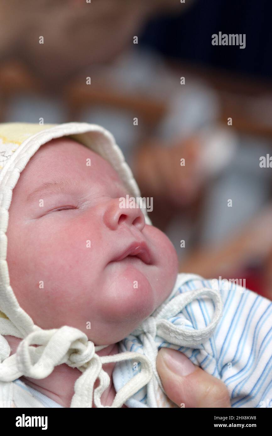 The newborn caucasian at the home, Russia Stock Photo - Alamy