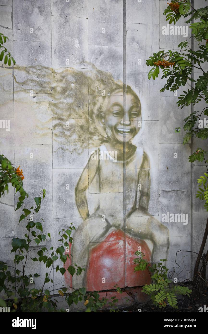 Mural in Pripyat Town in Chernobyl Exclusion Zone, Chernobyl, Ukraine ...