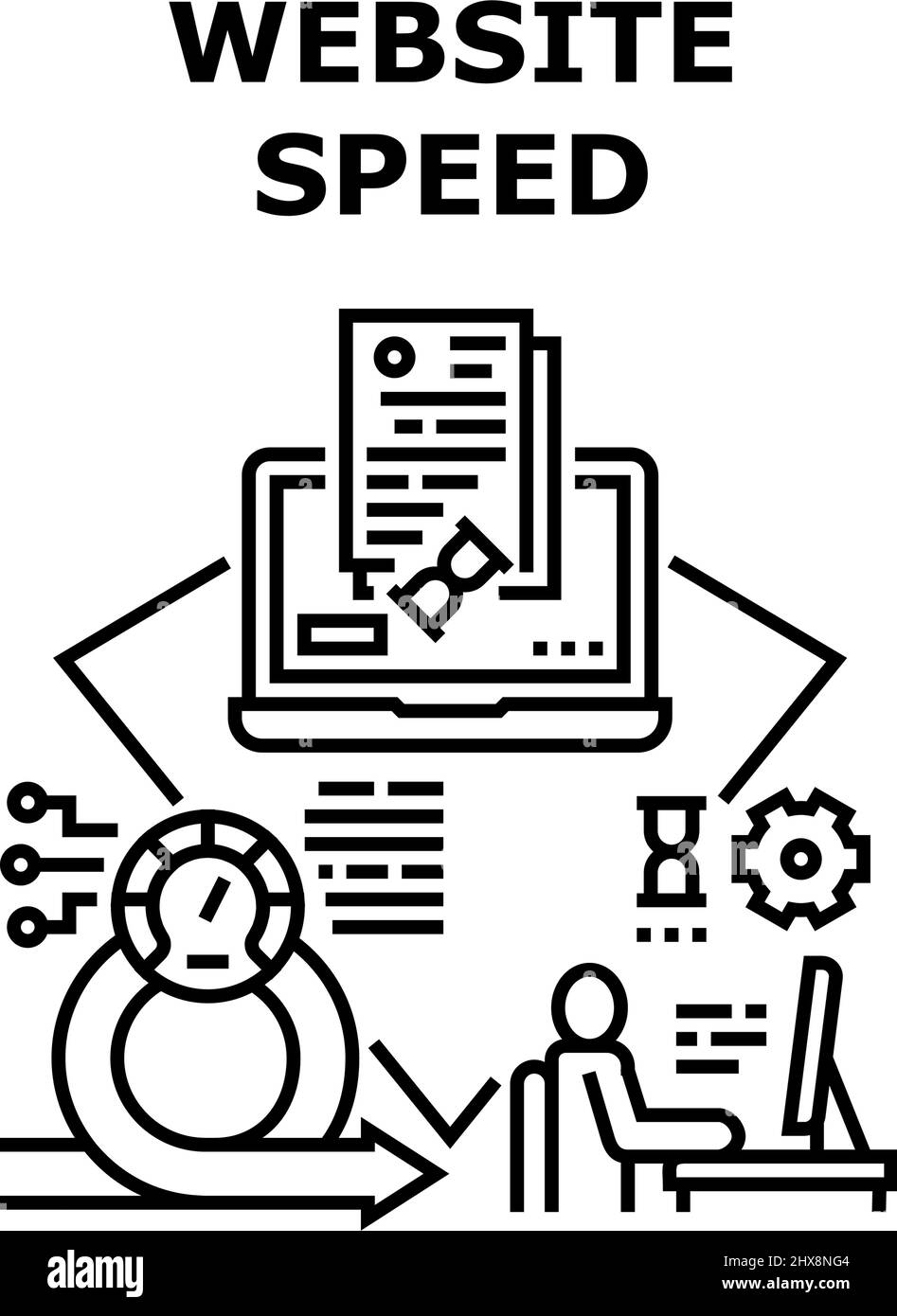 Website Speed Vector Concept Black Illustration Stock Vector Image ...