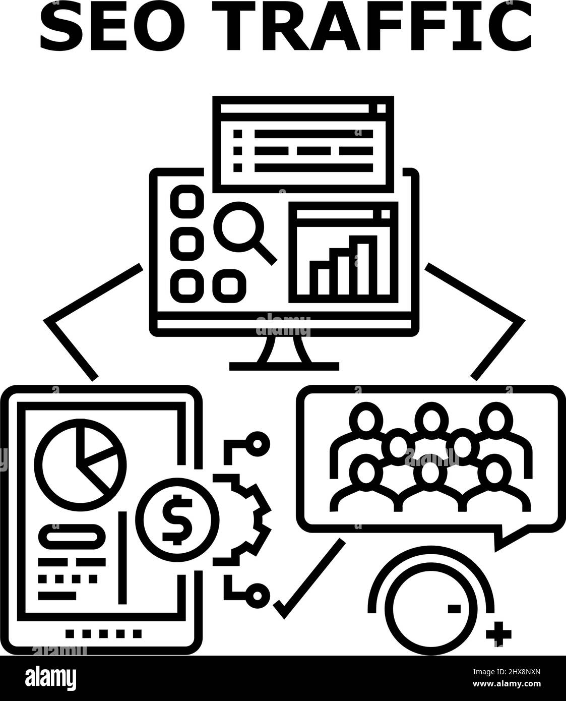 Seo Traffic Vector Concept Black Illustration Stock Vector Image & Art ...