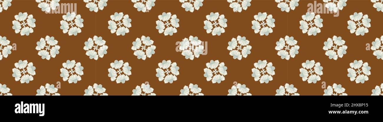 Gender neutral floral seamless vector border. Simple whimsical 2 tone ...