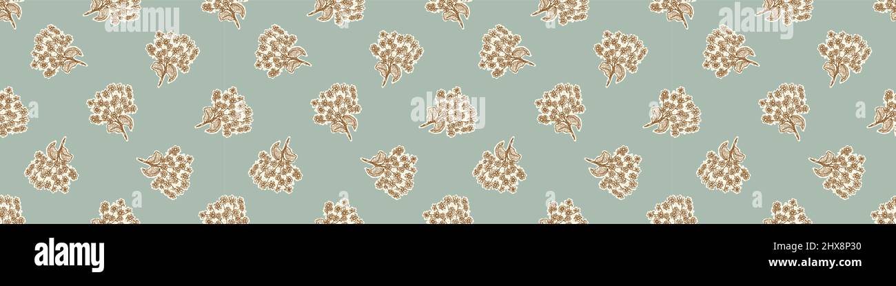 Gender neutral floral seamless vector border. Simple whimsical 2 tone ...