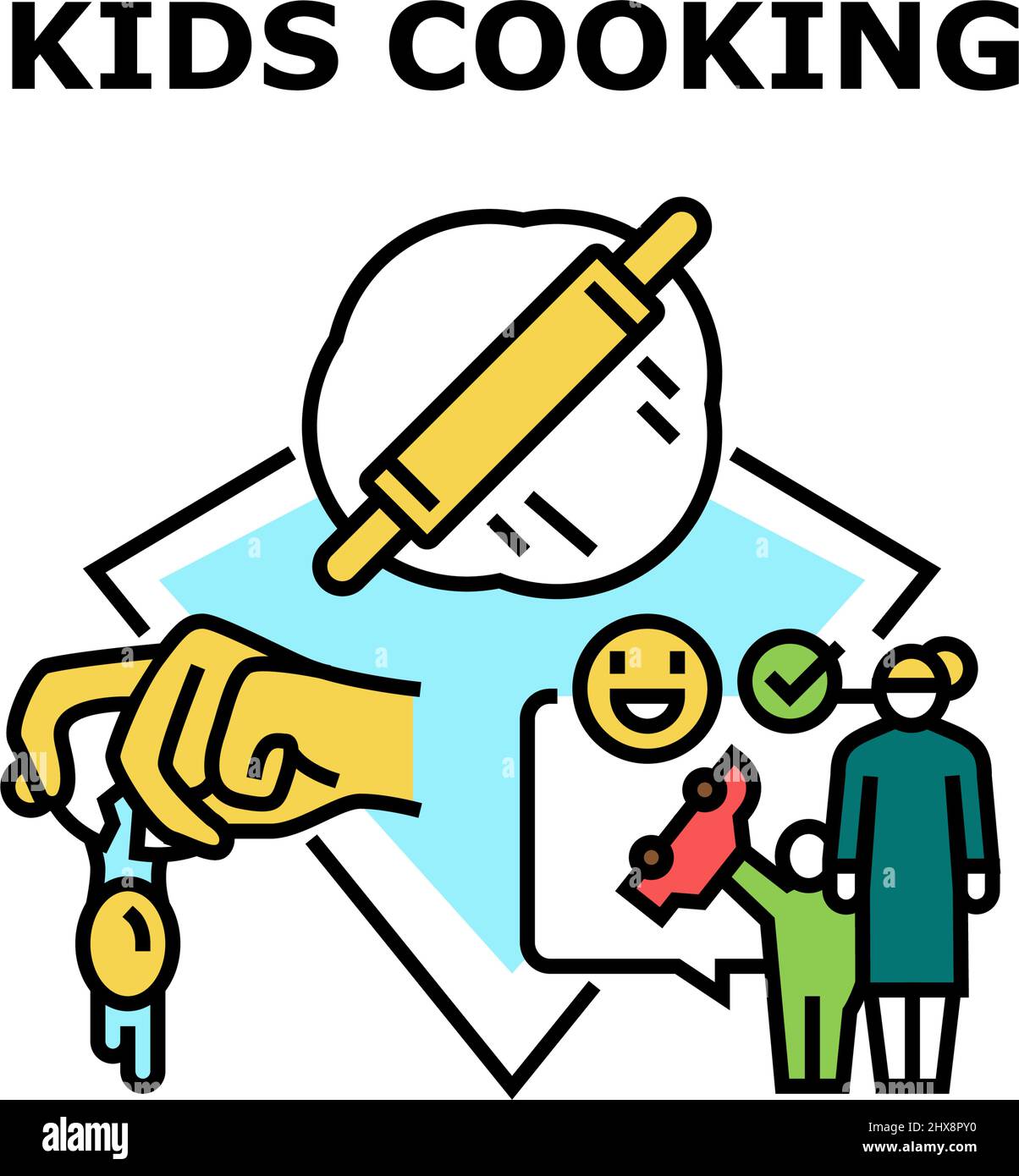 Kids Cooking Vector Concept Color Illustration Stock Vector Image & Art ...