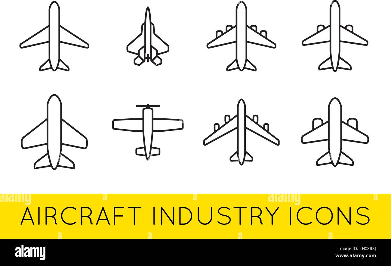 Aircraft or Airplane Icons Set Collection Vector Silhouette Set ...