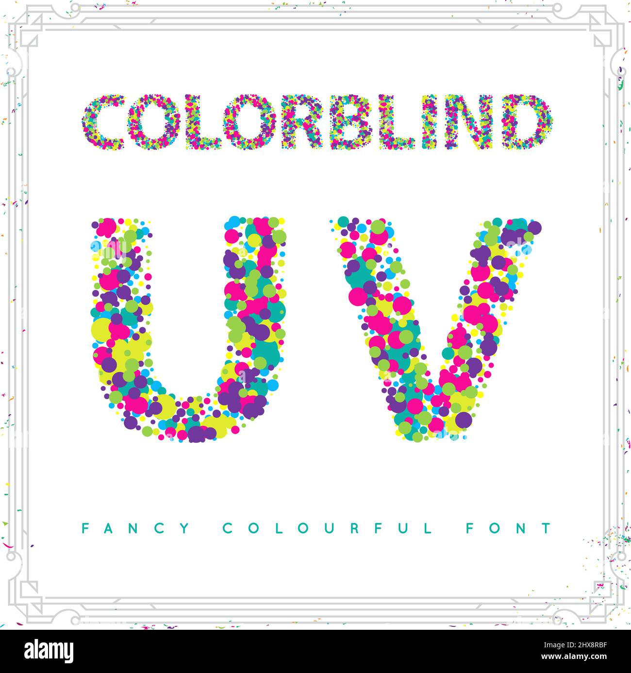 Set of Colorblind Style Font in Vector. Fresh trendy colors Stock ...