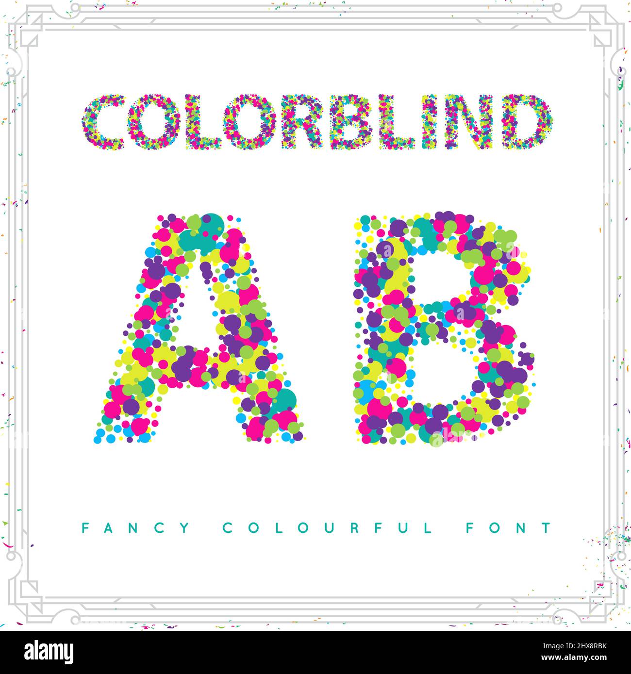 Set of Colorblind Style Font in Vector. Fresh trendy colors Stock ...