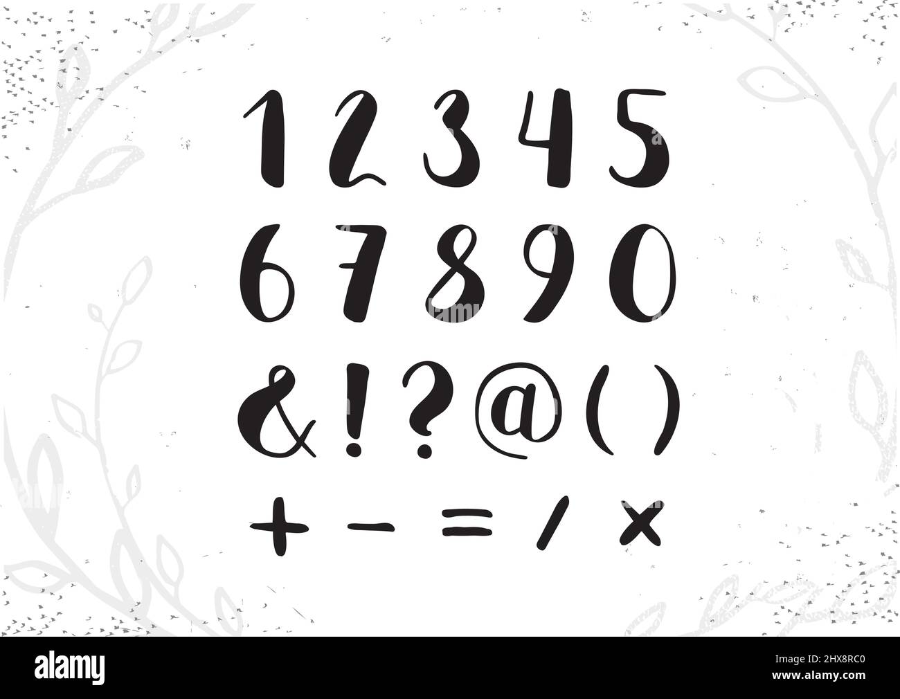 Vector Hand Drawn Script Numbers from 0 to 9. Digits Written with a ...