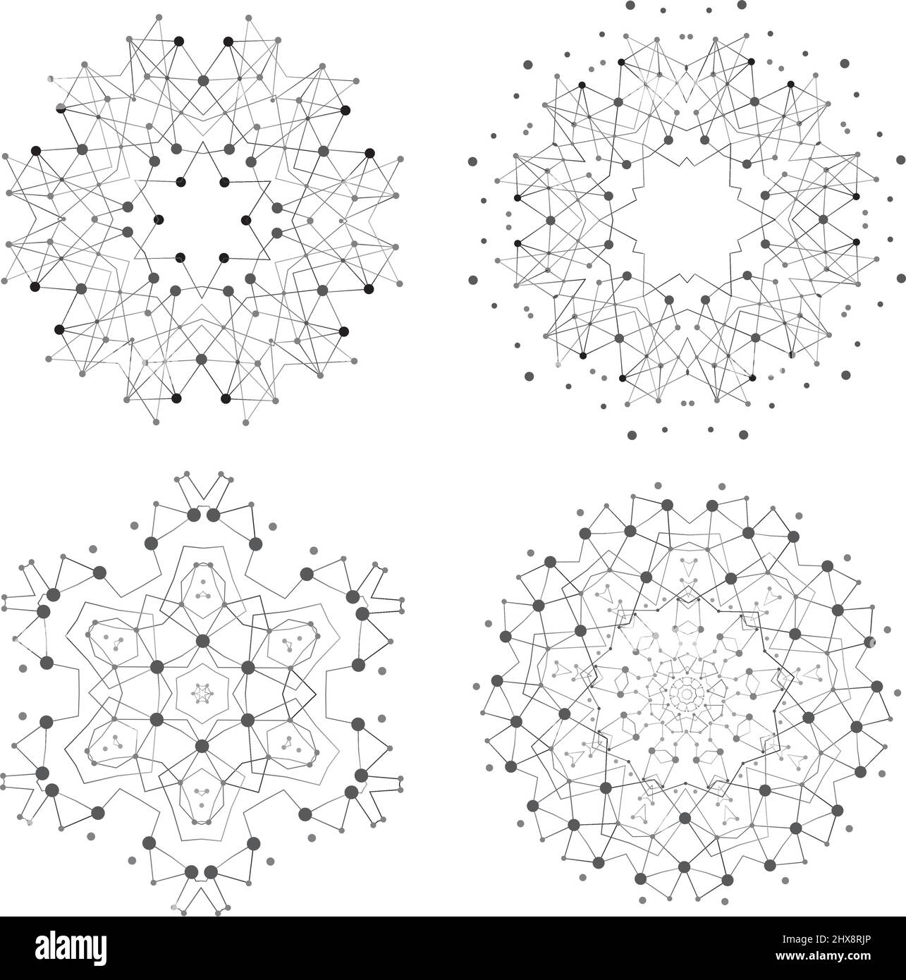 Set of Vector Shape, Molecular Structure with Lines and Dots Stock ...
