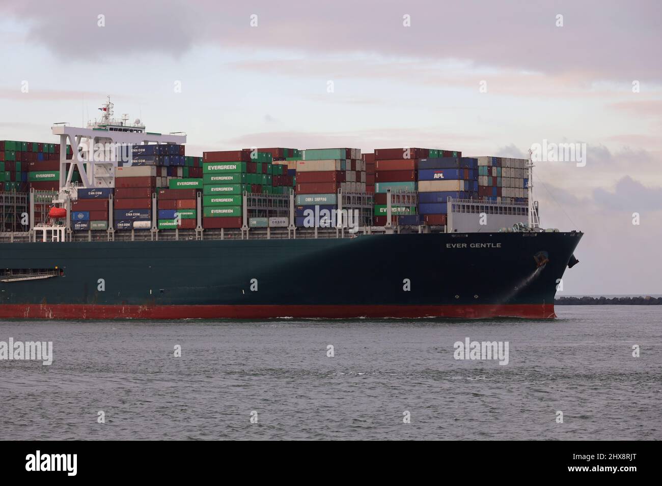 The container ship Ever Gentle will reach the port of Rotterdam on the ...
