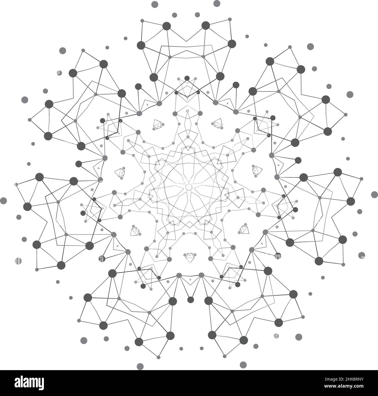 Vector Shape, Molecular Structure with Lines and Dots Stock Vector ...