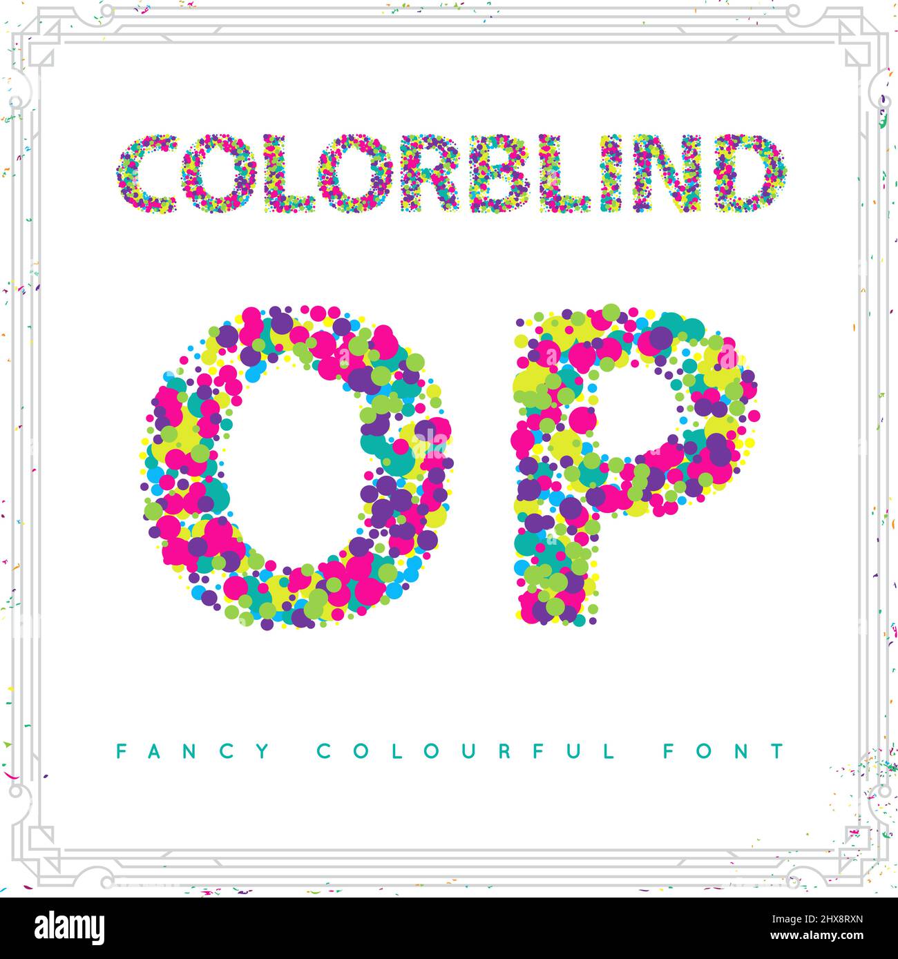 Set of Colorblind Style Font in Vector. Fresh trendy colors Stock ...