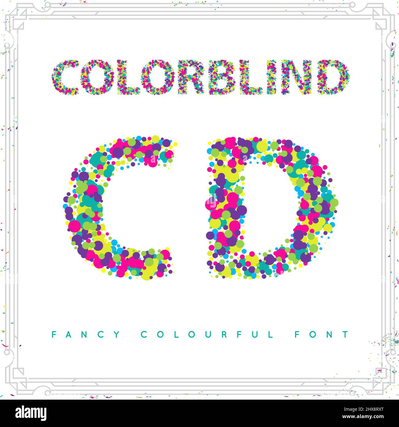 Set of Colorblind Style Font in Vector. Fresh trendy colors Stock ...