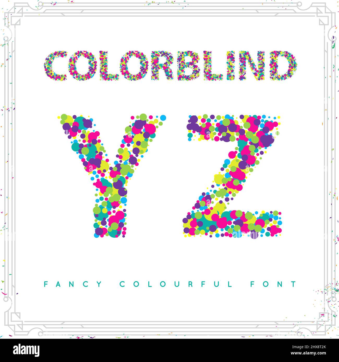 Set of Colorblind Style Font in Vector. Fresh trendy colors Stock ...