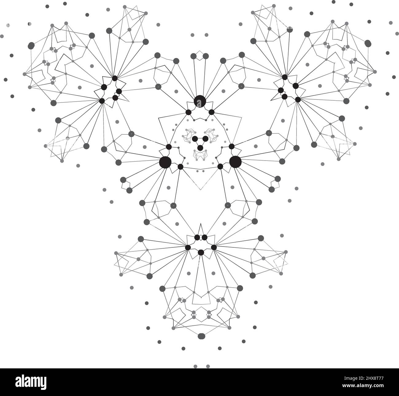 Vector Shape, Molecular Structure with Lines and Dots Stock Vector ...