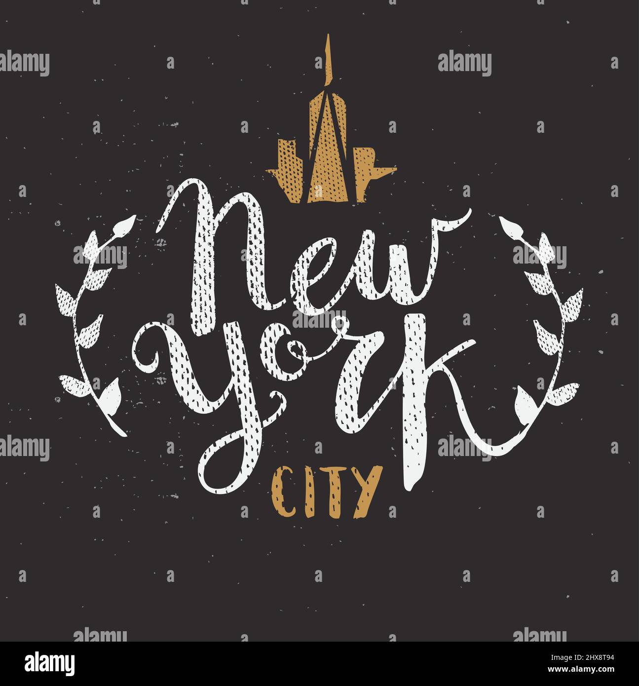 New York City Template Hand Drawn Calligraphy Pen Brush Vector Stock ...