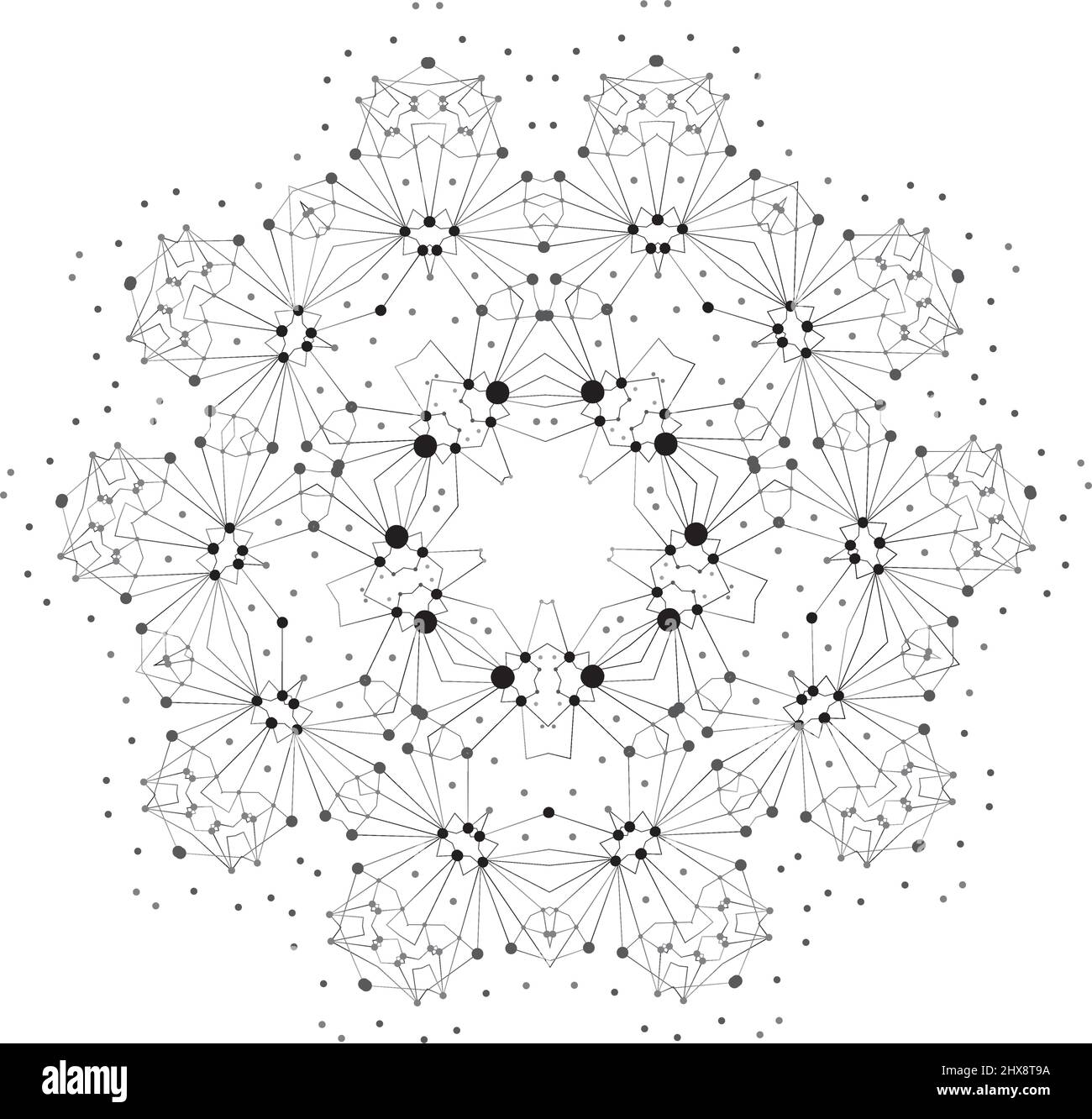 Vector Shape, Molecular Structure with Lines and Dots Stock Vector ...